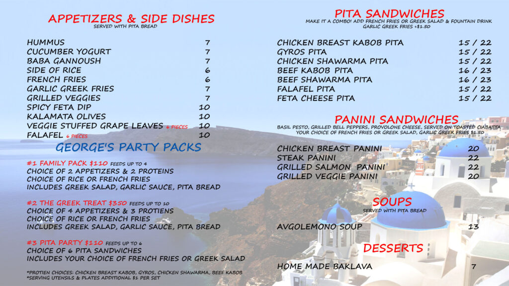 Menu – George’s